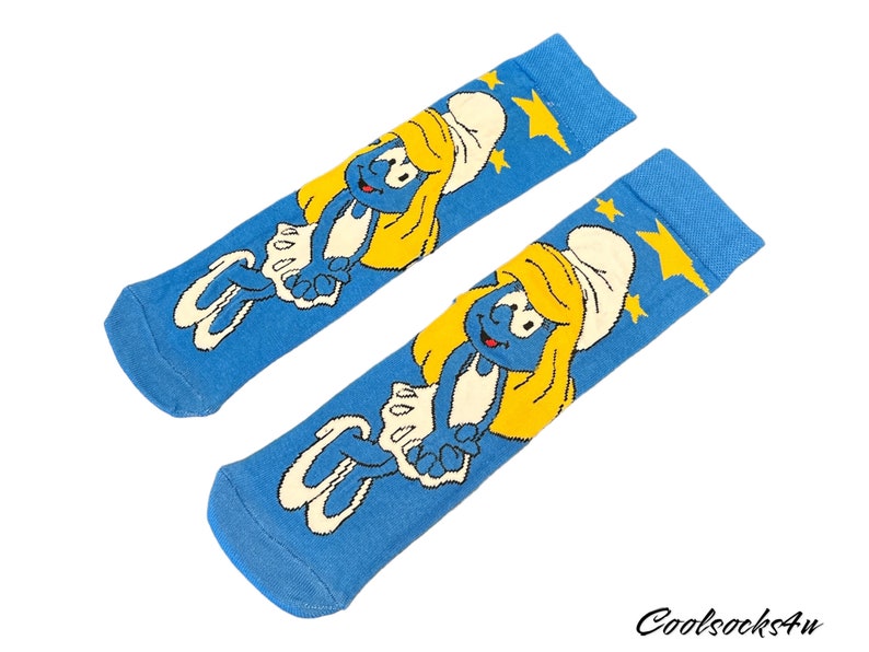 Smurfette Cute Blue Socks Smurfs Cartoon Character Socks Fun Cool - Etsy UK