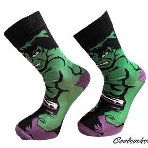 Hulk Character Cotton Crew Socks Superhero, Fun, Cozy ,novelty - Etsy