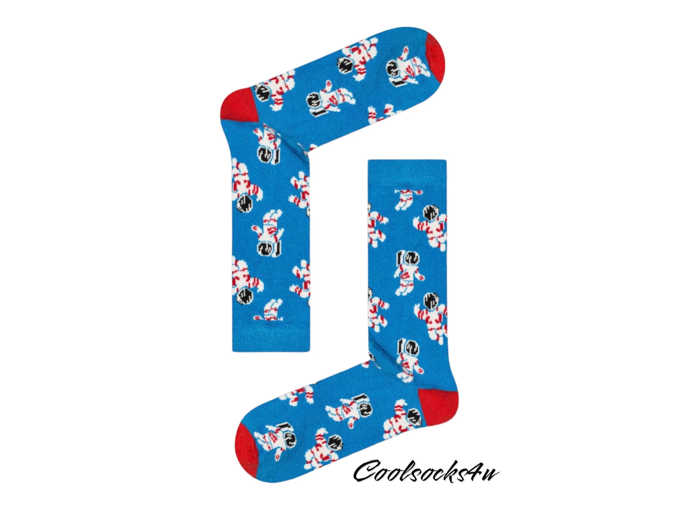Blue Space Adventure Socks Astronaut Pattern Cozy and Fun Retro Socks ...