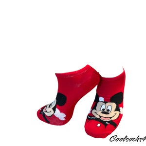 Red Mickey Mouse Cartoon Character Ankle Socks | Fun, Cute and Novelty ...