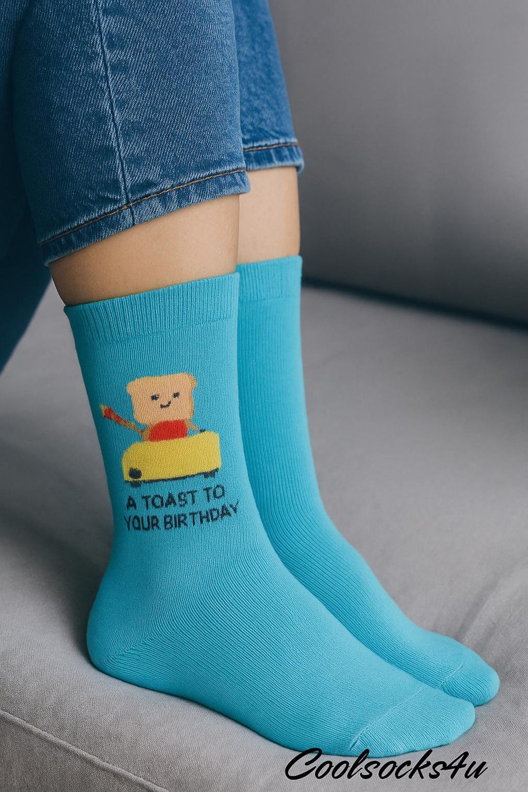 Funny Toast Crew Socks Breakfast Food Design Novelty Cotton Unisex ...