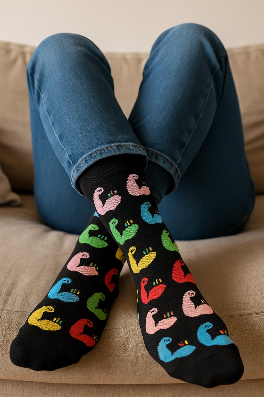 Colorful Strong Arm Crew Socks | Fun Novelty Cotton Socks | Unisex ...