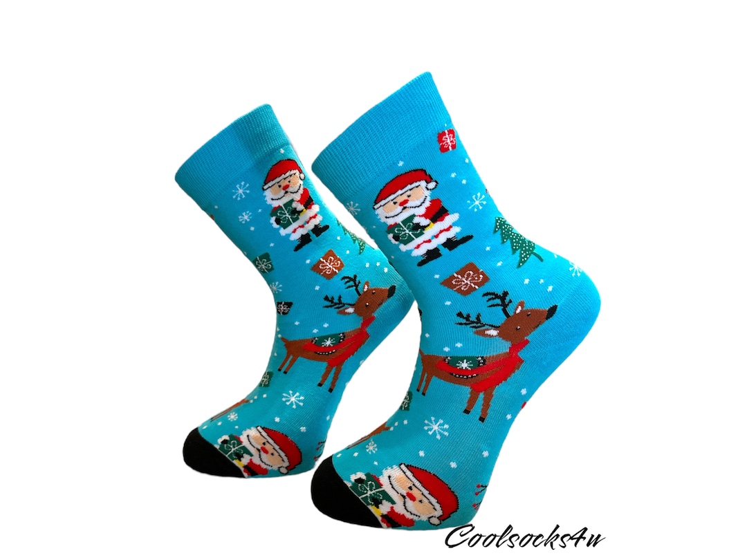 Funky Socks Cool Socks Santa Socks Holiday Gift Cozy - Etsy