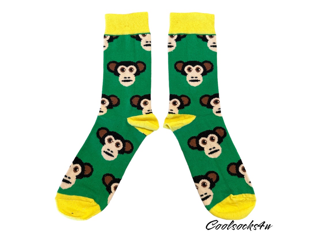 Retro Monkey Cotton Crew Socks Novelty, Fun , and Cute - Etsy