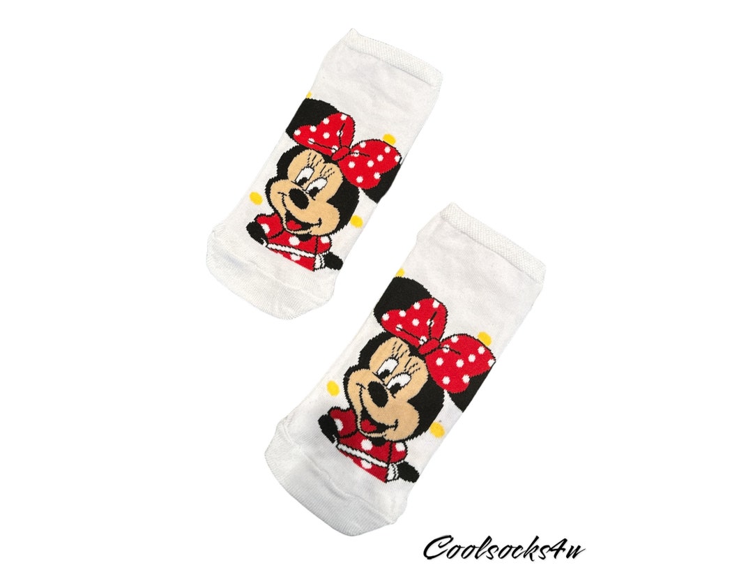 Minnie Mouse Ankle Socks: White Cotton Cartoon Socks - Etsy