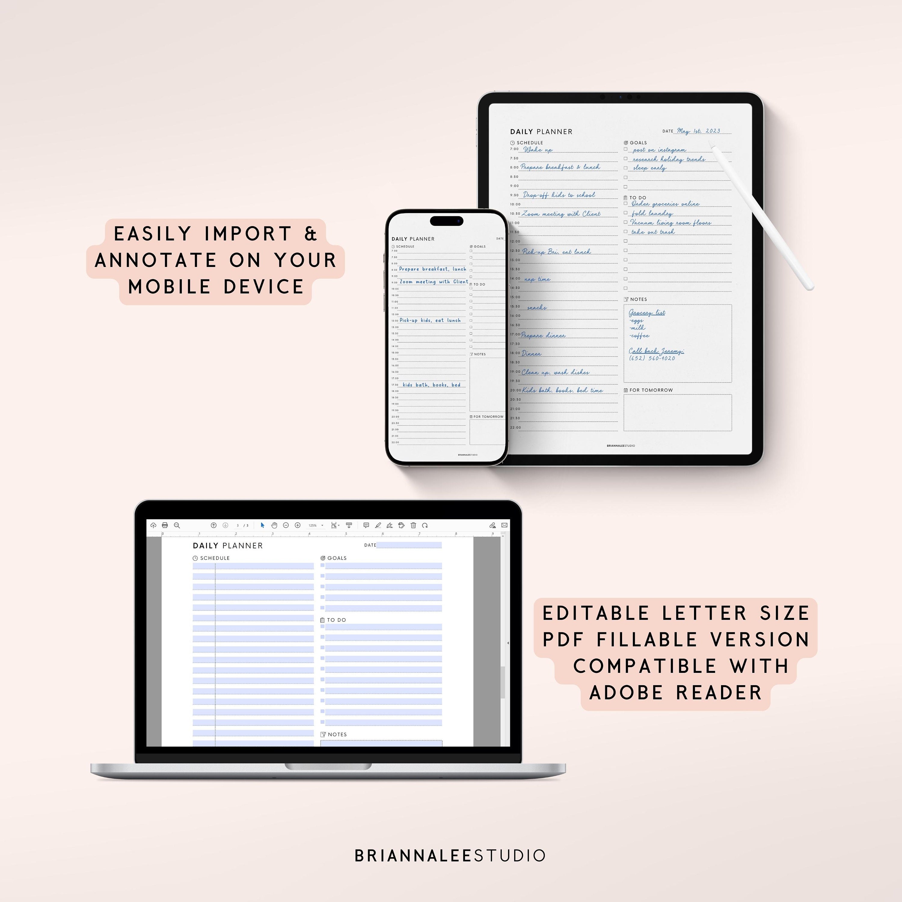 Printable Goodnotes Onenote Daily Planner Printable PDF 24 - Etsy