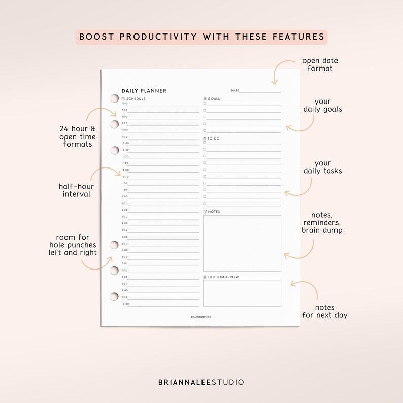 Printable Goodnotes Onenote Daily Planner Printable PDF, 24 Half Hour ...