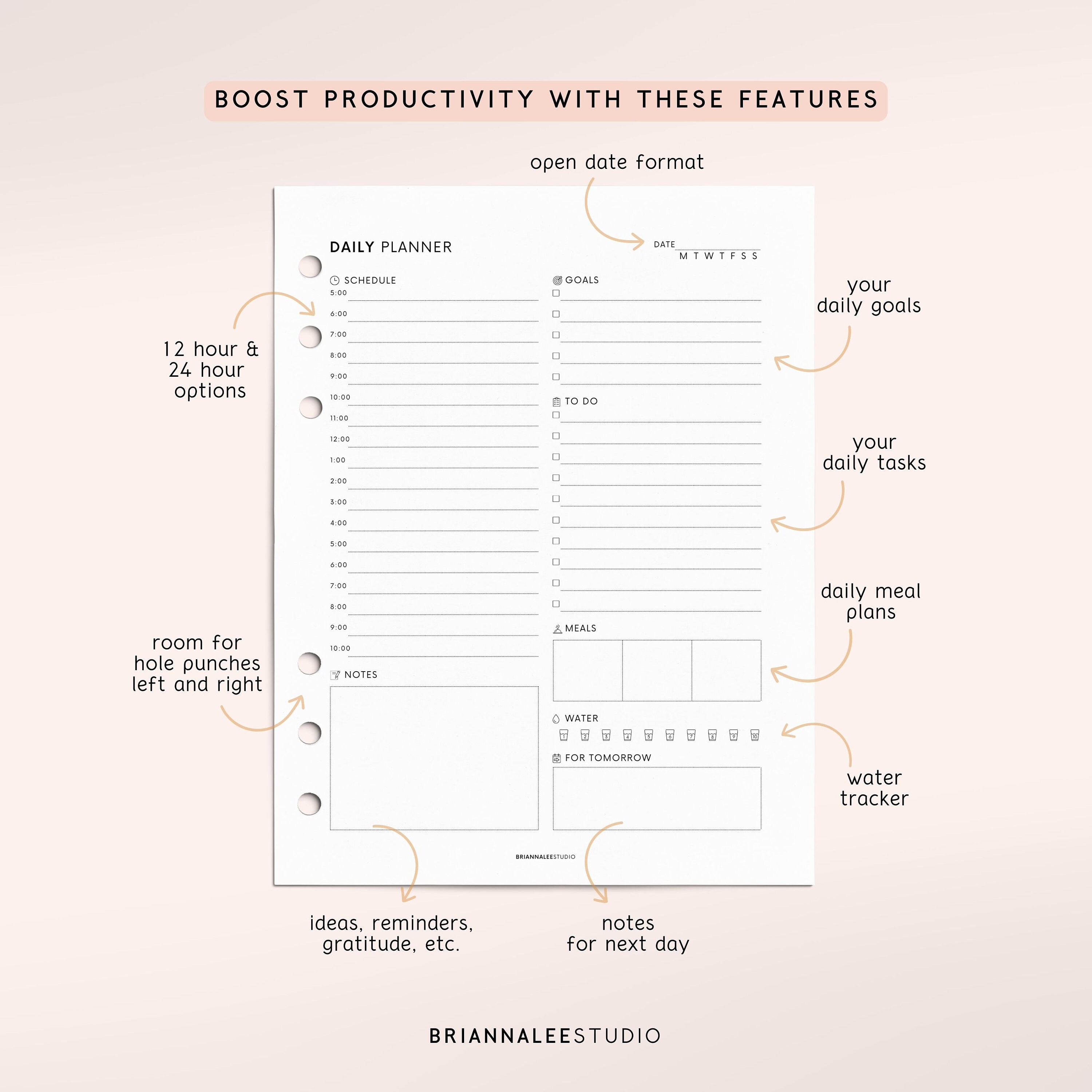 Printable Hourly Daily Planner PDF, Onenote Good Notes Planner, Day per ...