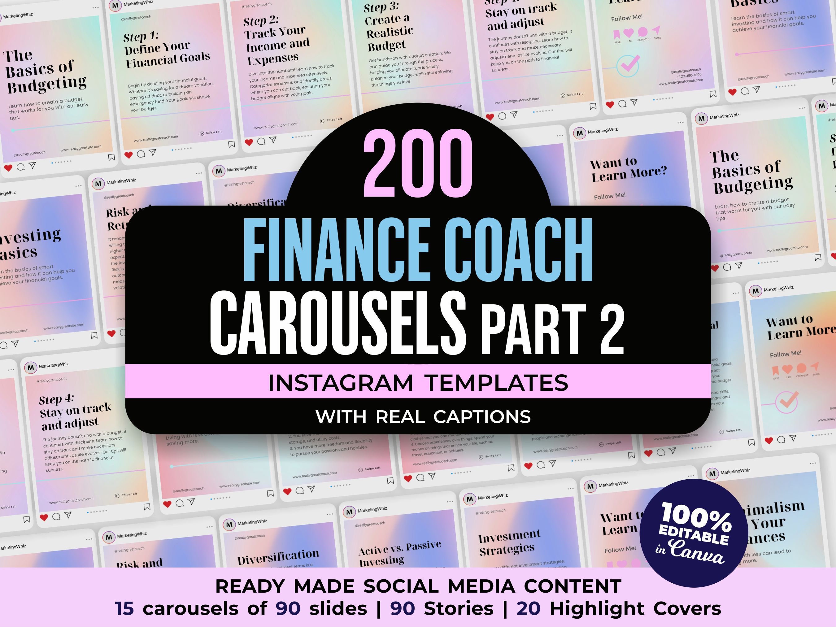 Financial Advisor Instagram Templates BUNDLE Finance Posts, Carousels ...
