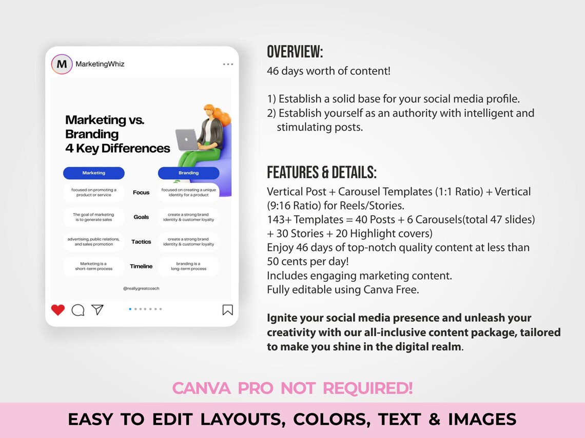 Marketing Coach Instagram Templates | Social Media Content, Posts ...