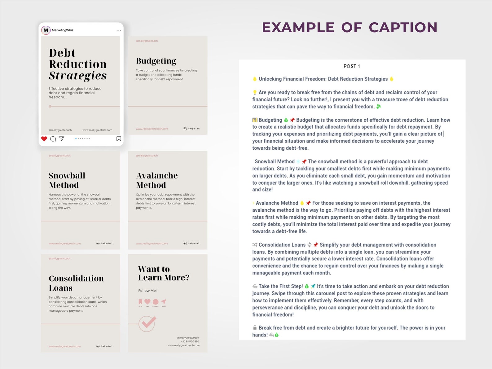 Finance Coach Instagram Carousel Templates. Financial Posts and Stories ...