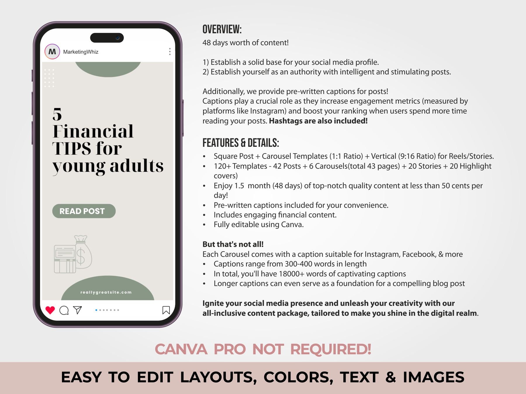 Financial Advisor Instagram Templates Finance Posts and Stories With ...