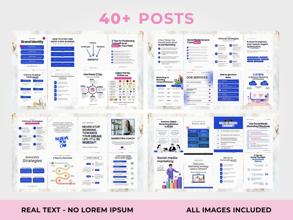 Marketing Coach Instagram Templates | Social Media Content, Posts ...