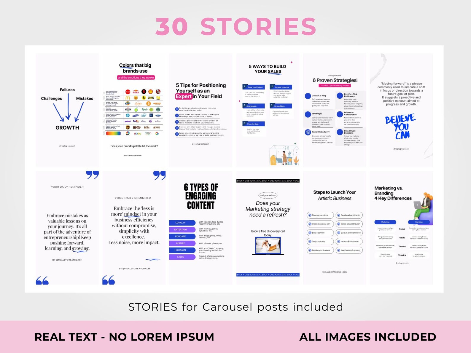 Marketing Coach Instagram Templates | Social Media Content, Posts ...