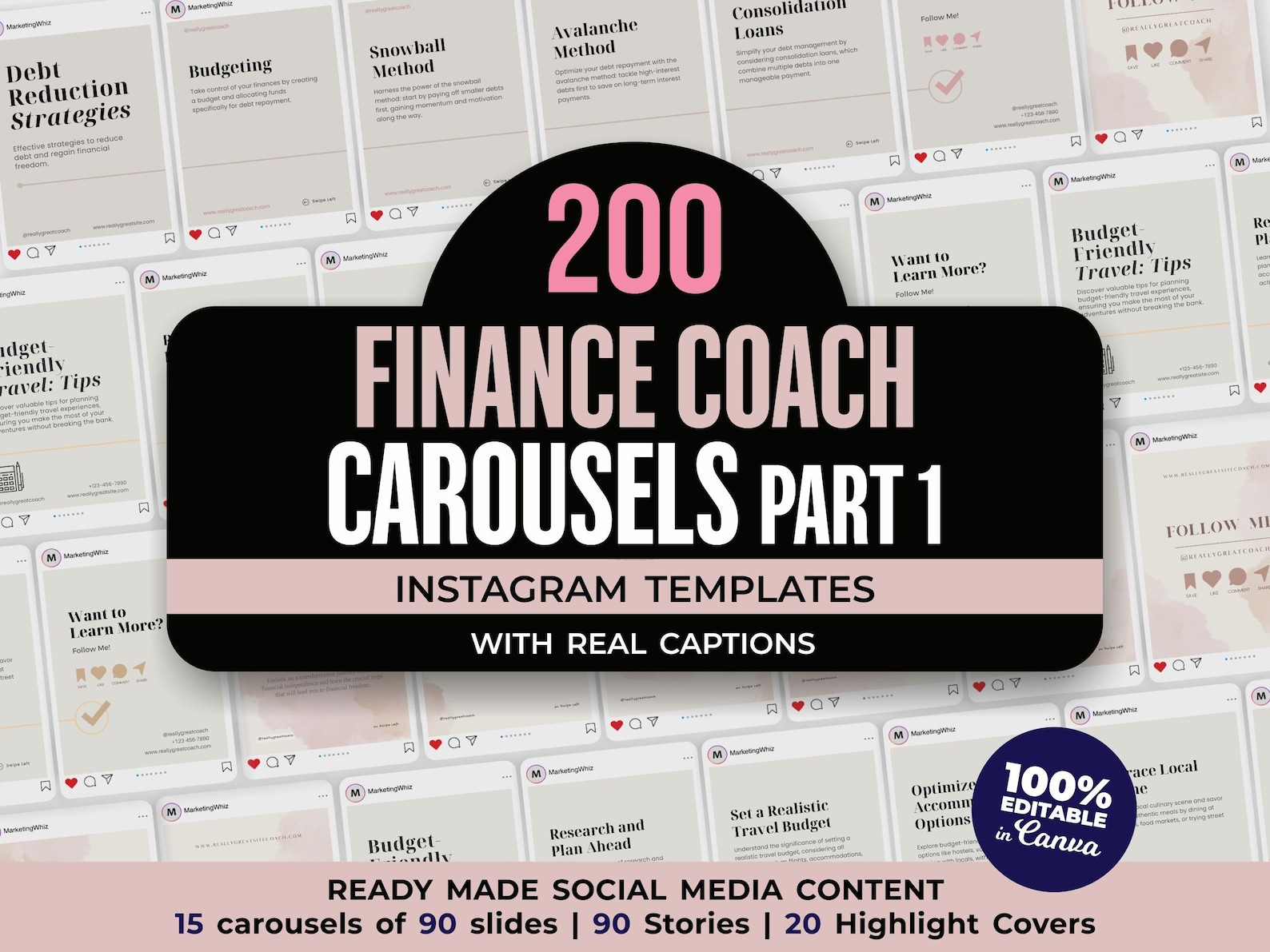 Finance Coach Instagram Carousel Templates. Financial Posts and Stories ...
