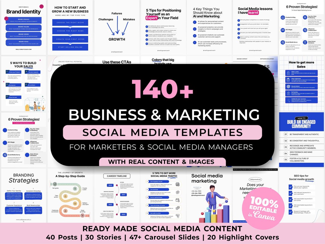 Marketing Coach Instagram Templates | Social Media Content, Posts ...