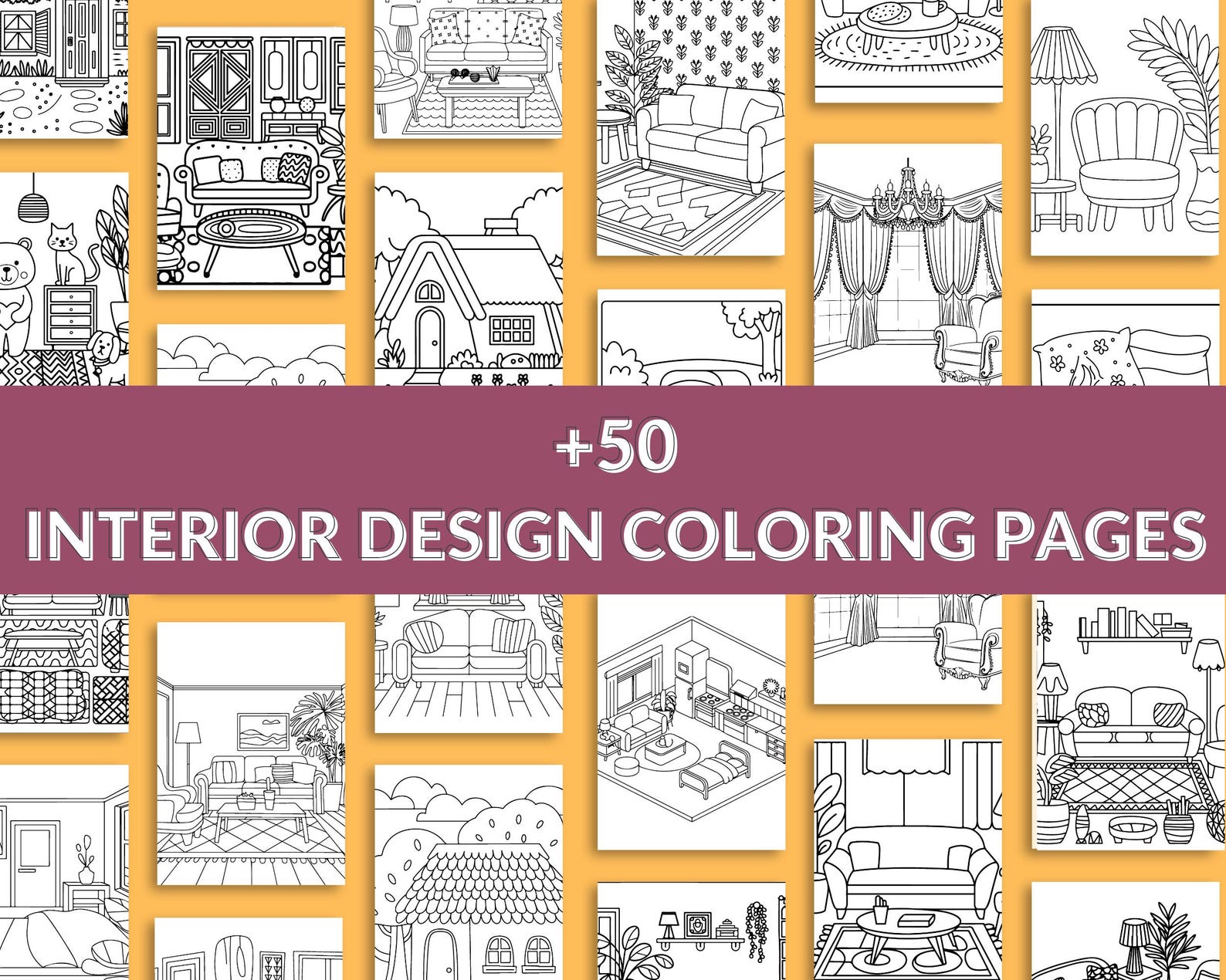 Interior Design Coloring, Coloring Pages, Kids and Toddlers, Print by ...