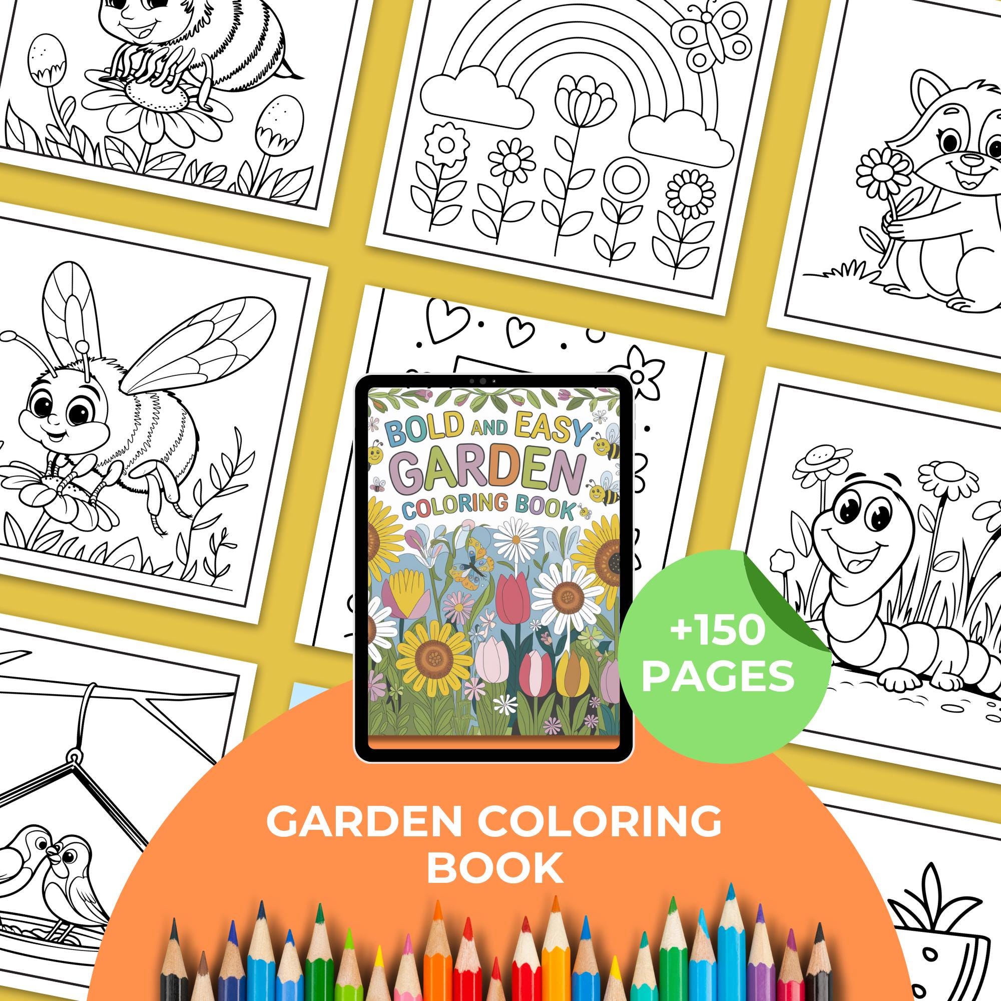 Coloring Page, Garden Coloring, Book for Kids, Print at Home, Printable ...