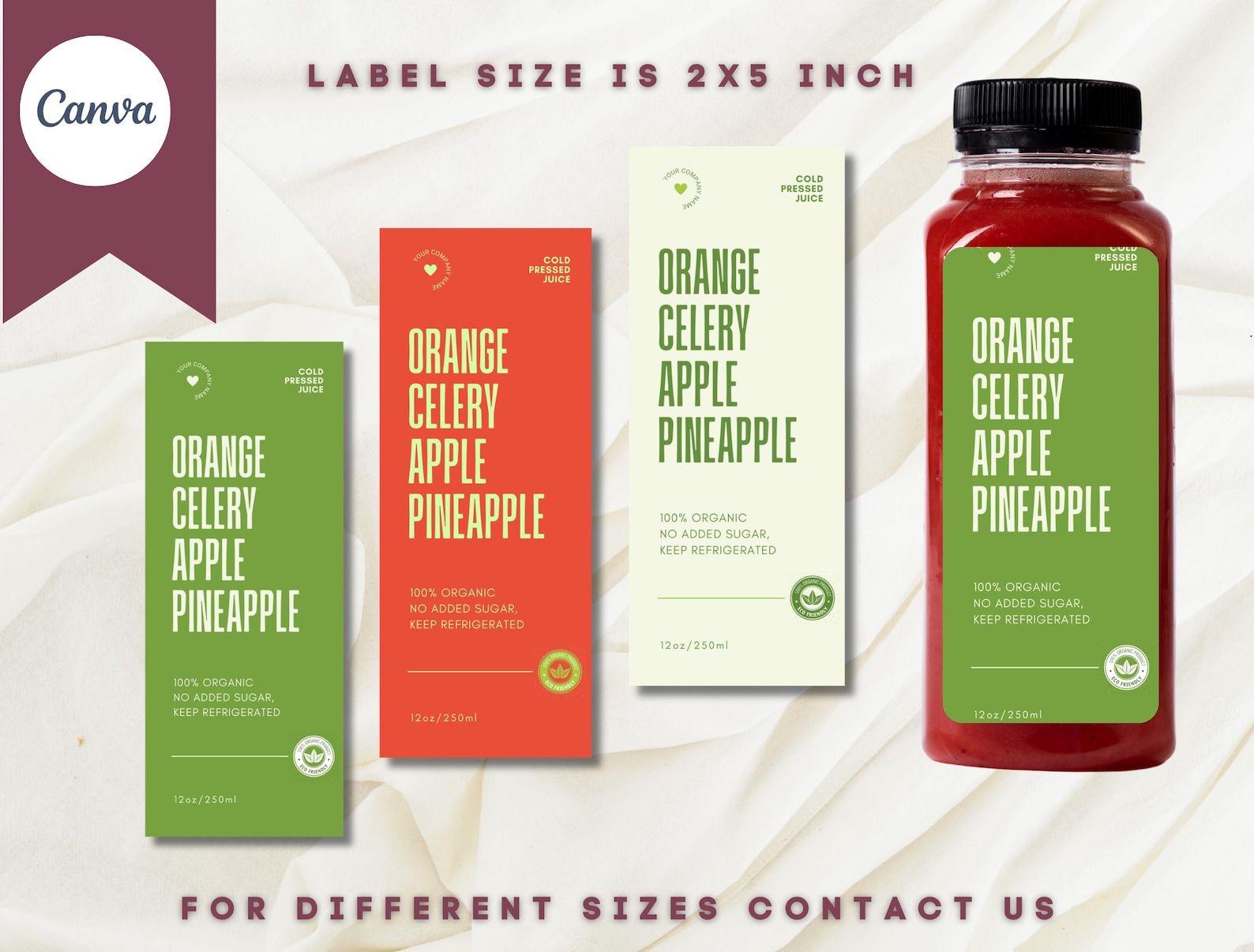 Fresh Juice Labels Template: DIY Printable, Edit in Canva (digital ...
