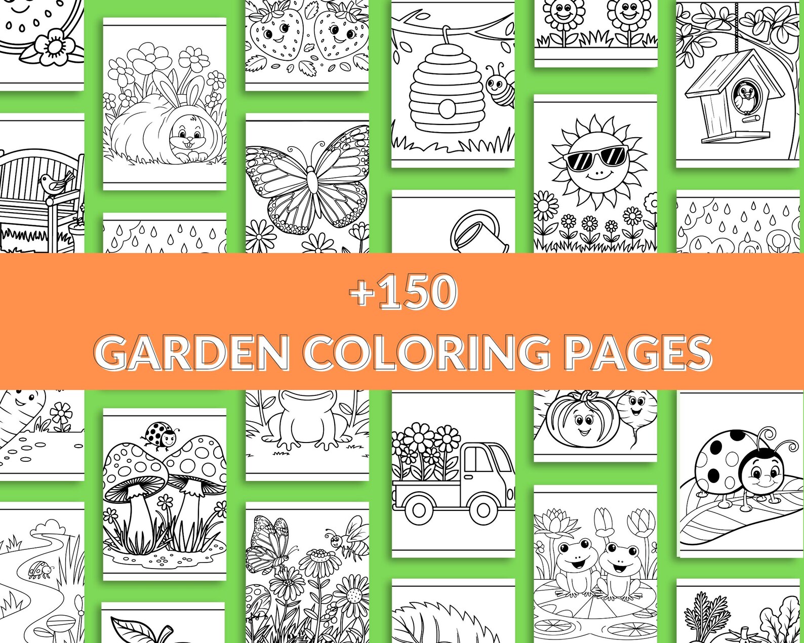 Coloring Page, Garden Coloring, Book for Kids, Print at Home, Printable ...