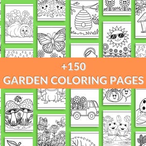 Coloring Page, Garden Coloring, Book for Kids, Print at Home, Printable ...
