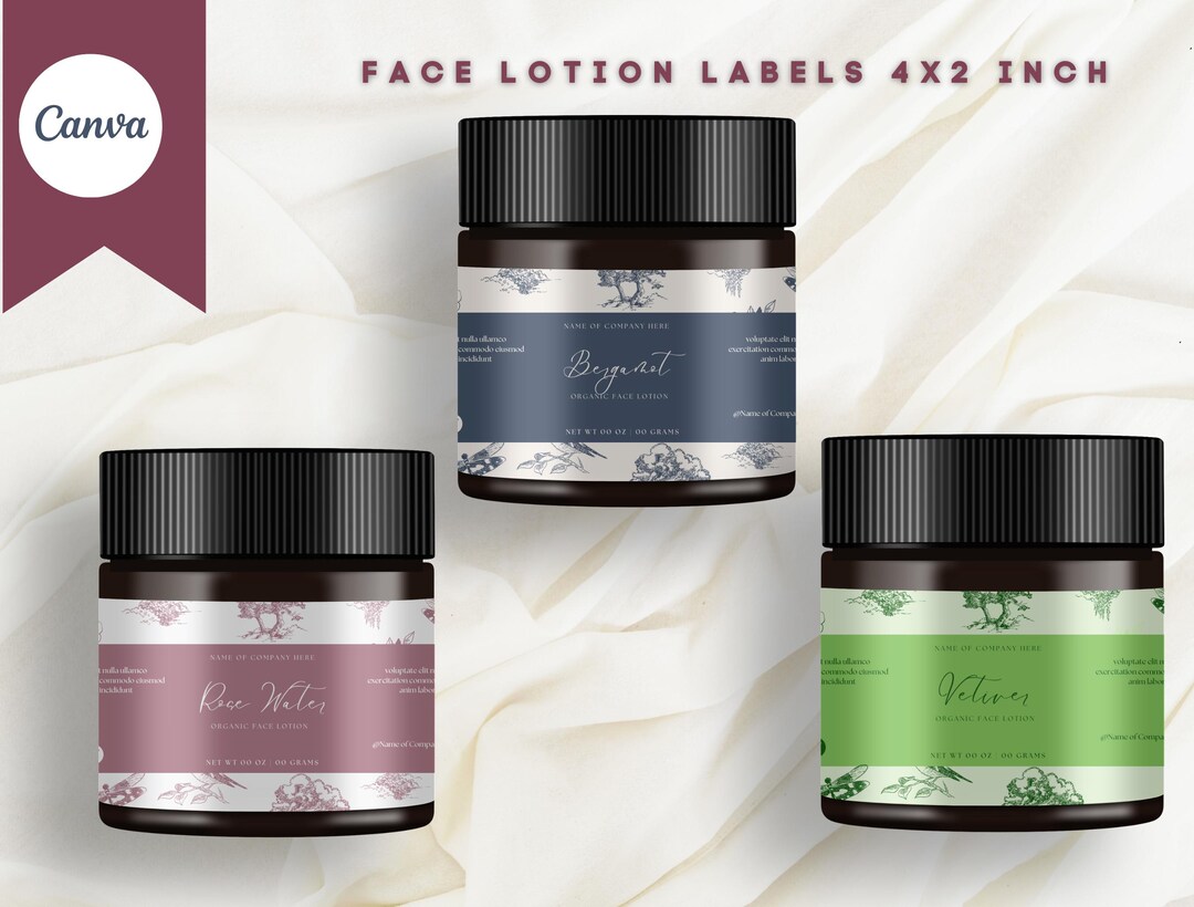 Botanical Face Lotion Label Template: DIY Cosmetic Labels (canva ...