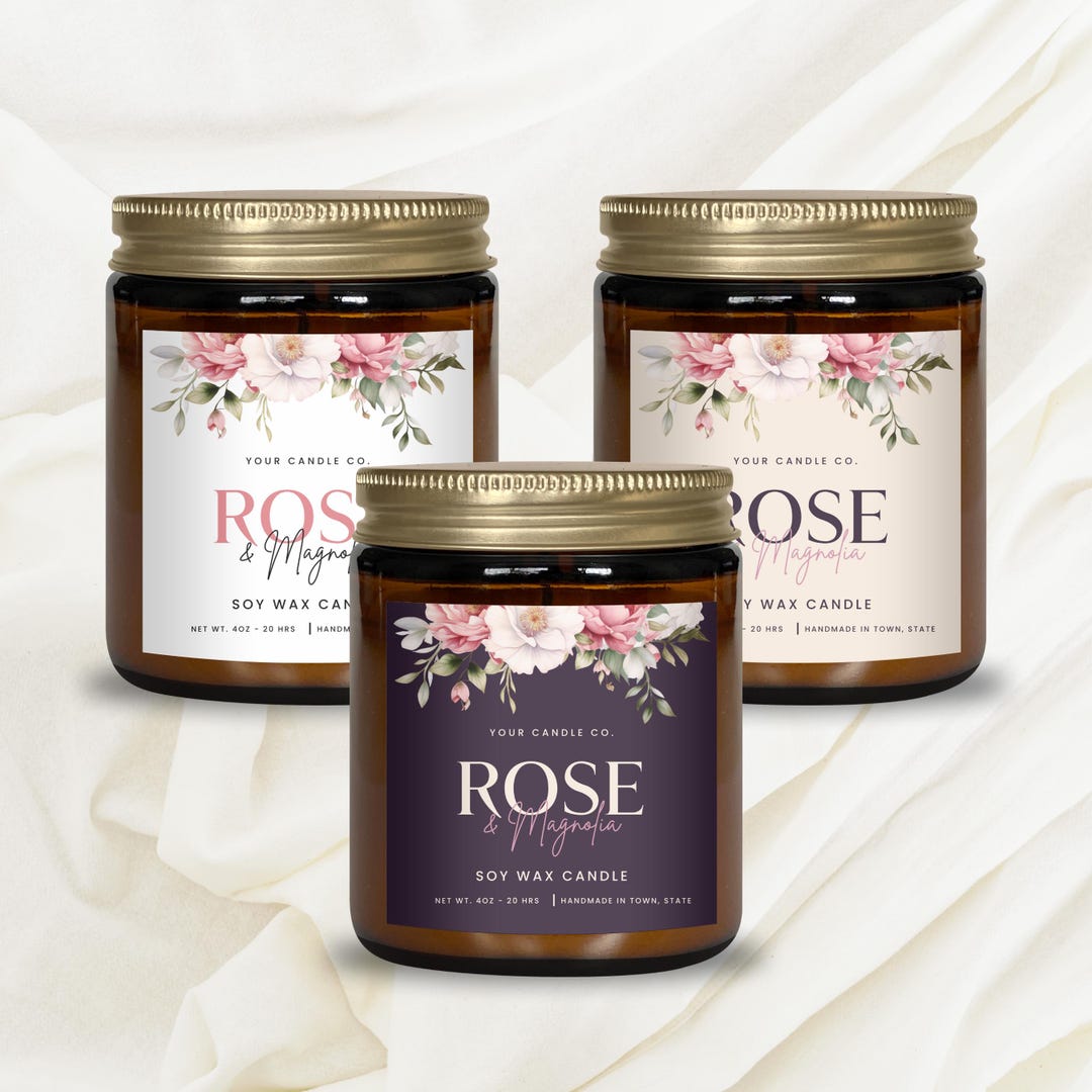 Elegant Candle Label | Springtime Label | Editable in Canva - Etsy