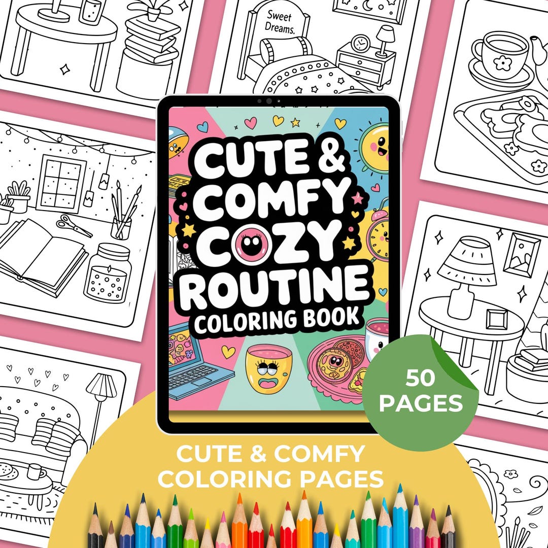 Cute & Cozy Coloring Book, Activity Printable Pack (PDF) - Etsy
