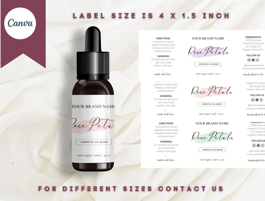 Dropper Label | Face Serum Label | Edit in Canva | Essential Oil ...