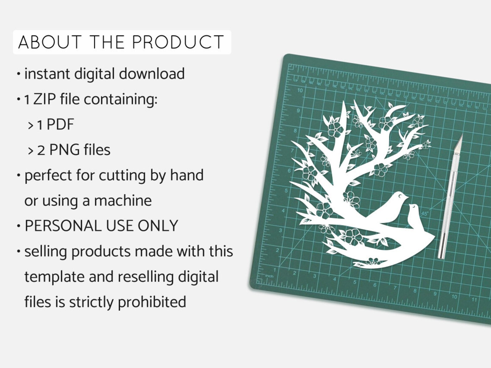 Paper Cutting TEMPLATE Birds on a Branch Papercut Template - Etsy