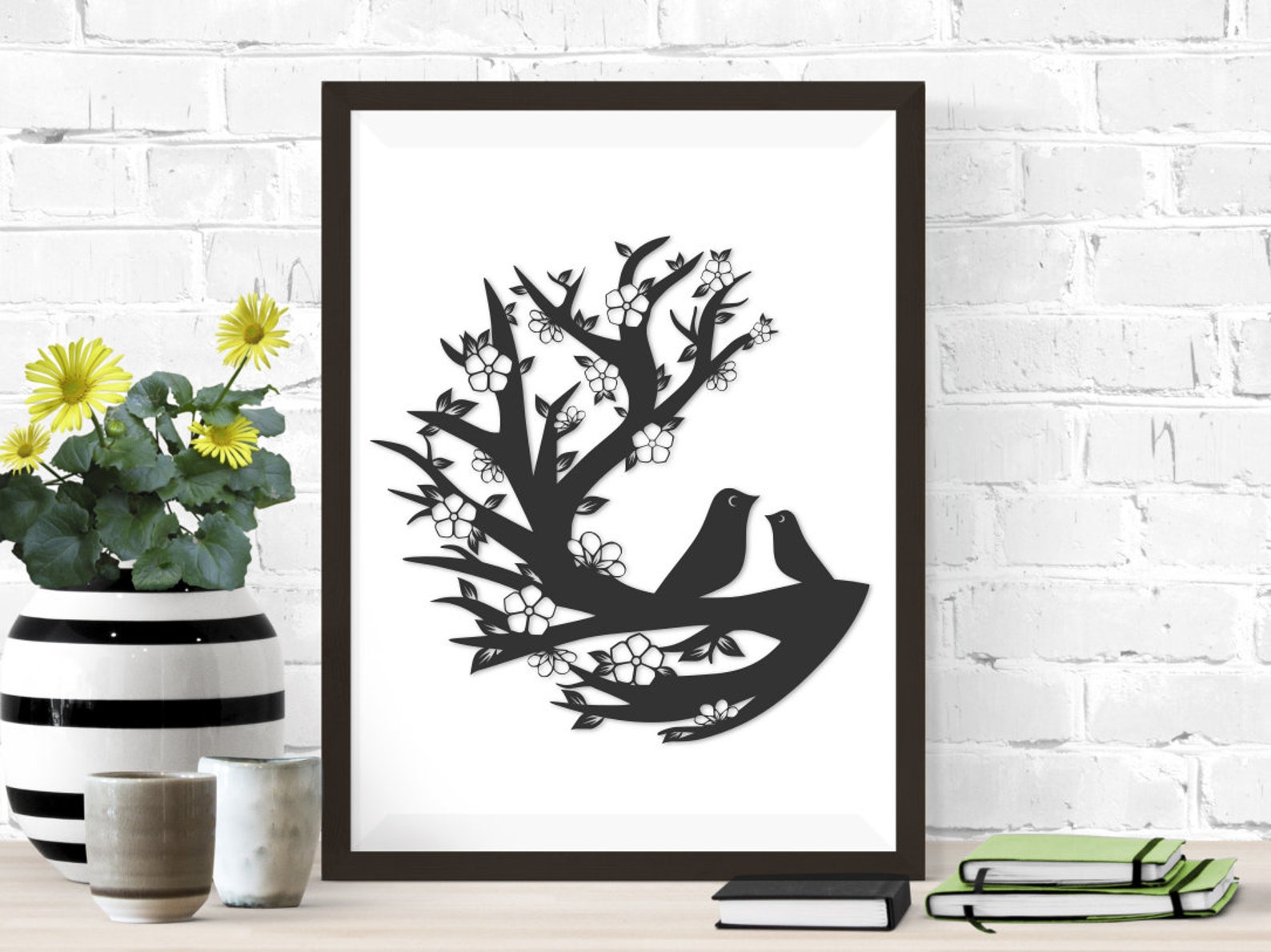 Paper Cutting TEMPLATE Birds on a Branch Papercut Template - Etsy