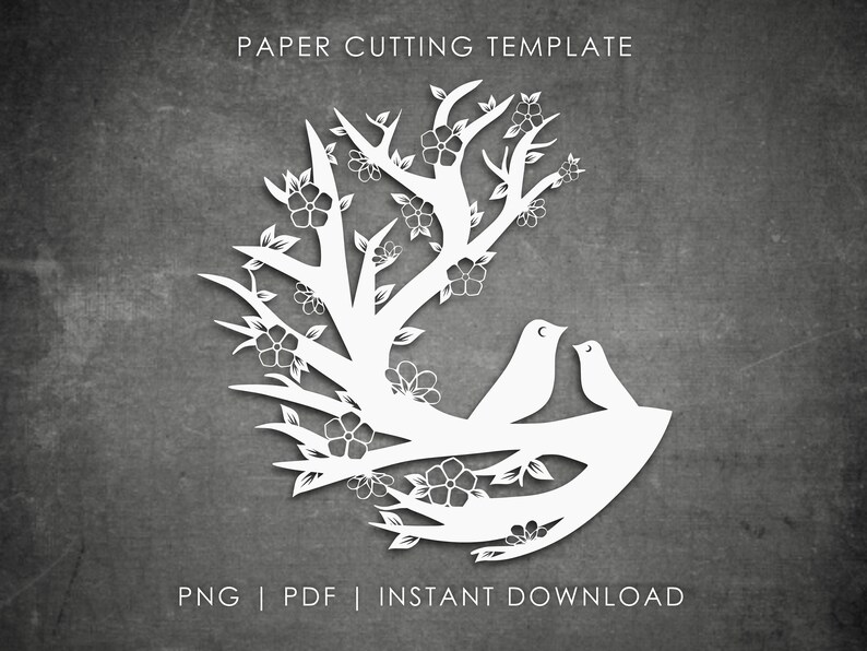 Paper Cutting TEMPLATE Birds on a Branch Papercut Template - Etsy