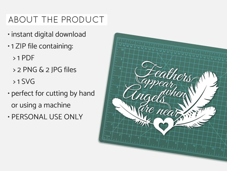 Paper Cutting Template and Cut File SVG PNG PDF Feathers - Etsy