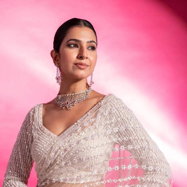 Beautiful Soft Georgette Sequence Work Saree With Mono Banglori ...