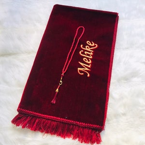 Custom Velvet Prayer Mat With Name, Personalized Plain Sajadah, Islamic ...
