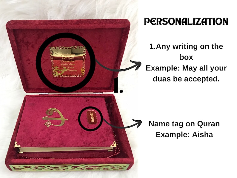 Customized Pink Velvet Quran Boxed Islamic Gift Set Quran - Etsy