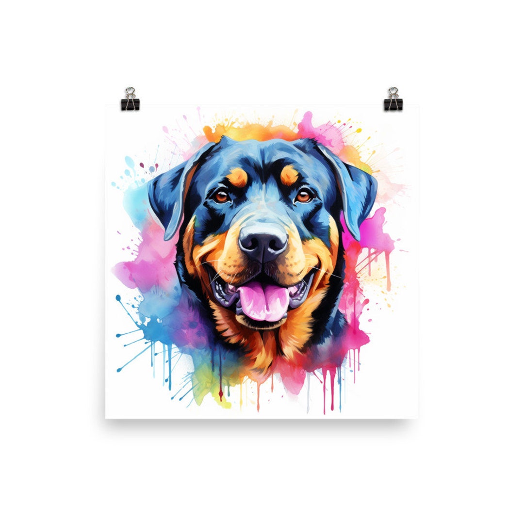 Watercolor Rottweiler Poster - Etsy