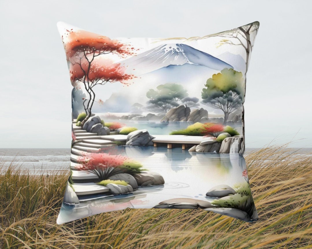 Japanese Zen Garden Throw Pillow, Cozy Cushion, Zen Design, Custom Home ...