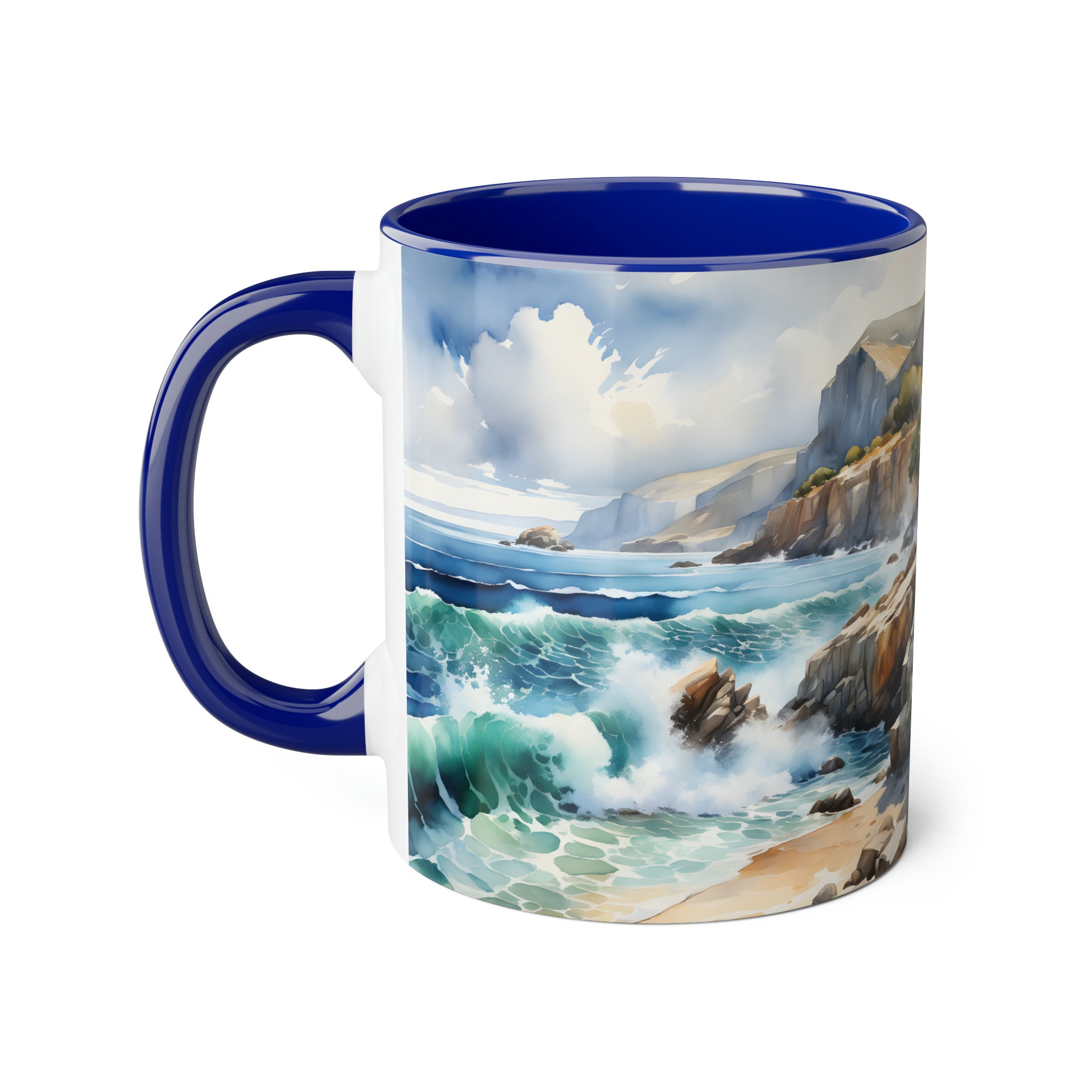 Coastal Seascape Mug, Ceramic Coffee Tea Cup, Ocean Lover Gift, Unique ...