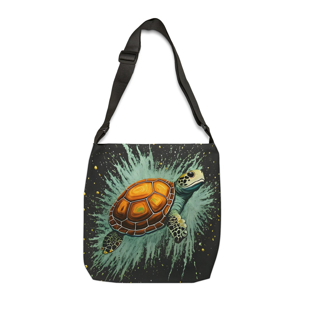 Happy Sea Turtle Tote Bag Splash Art Style Zippered - Etsy