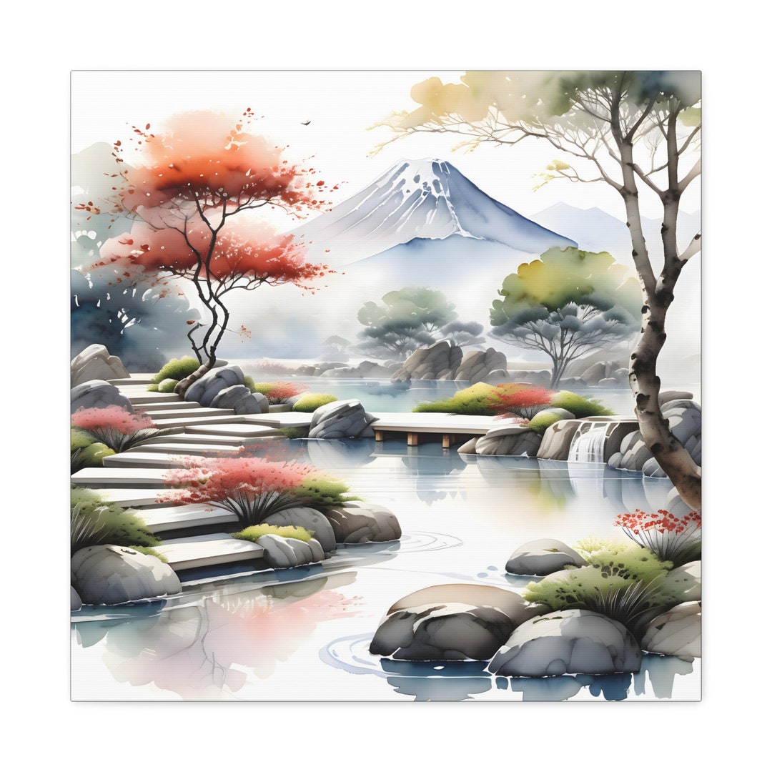 Watercolor Zen Garden Print on Canvas, Custom Wall Art, Home Living ...