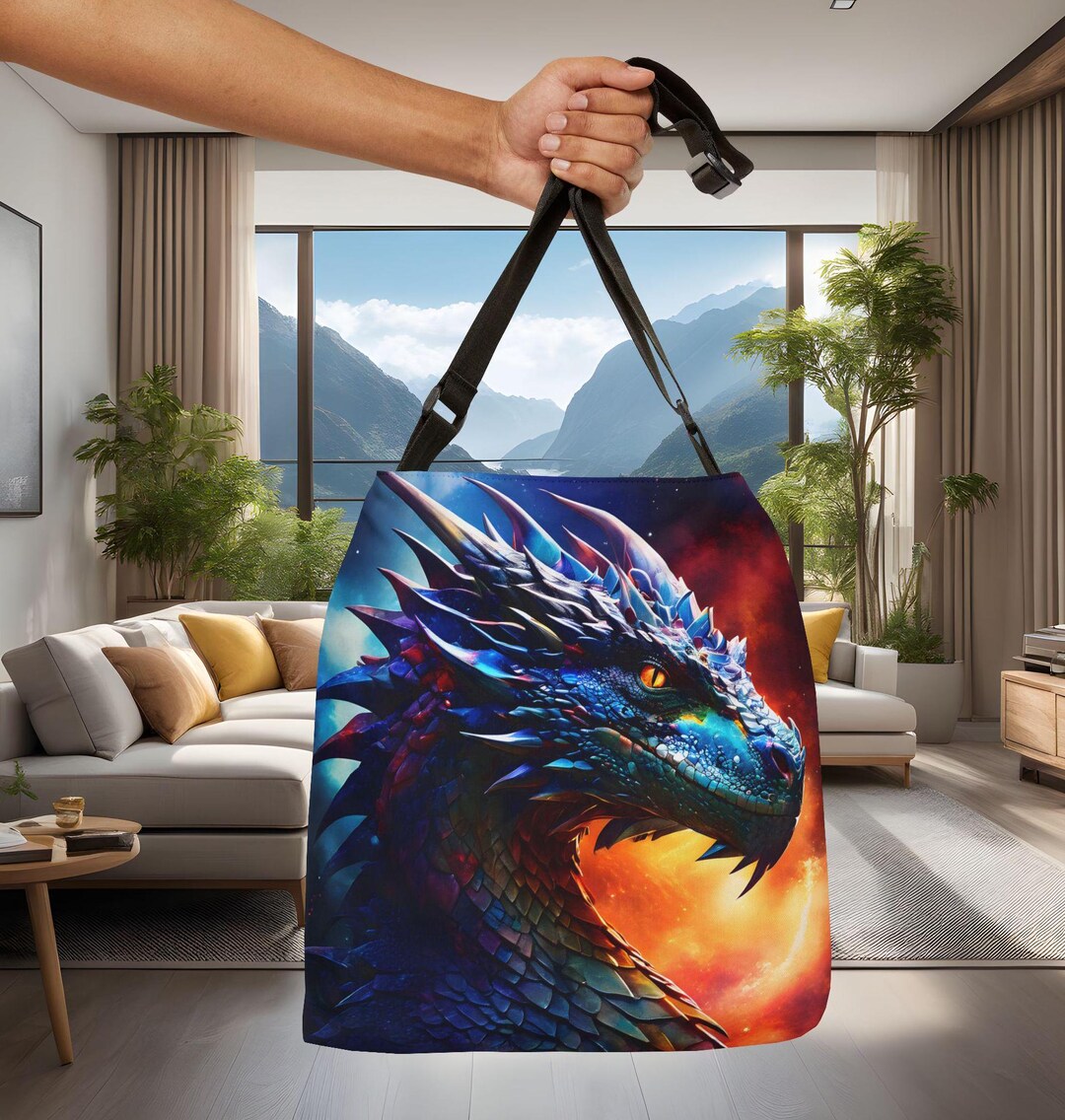 Adjustable Shoulder Tote Bag - Fantasy Mystical Dragon, Custom Design ...