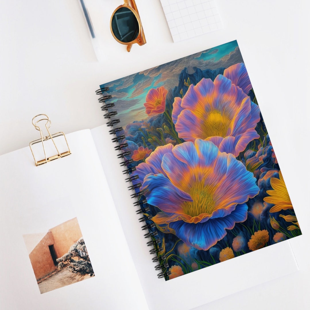 Floral Fantasy Notebook Digital Flower Art Print Cover - Etsy