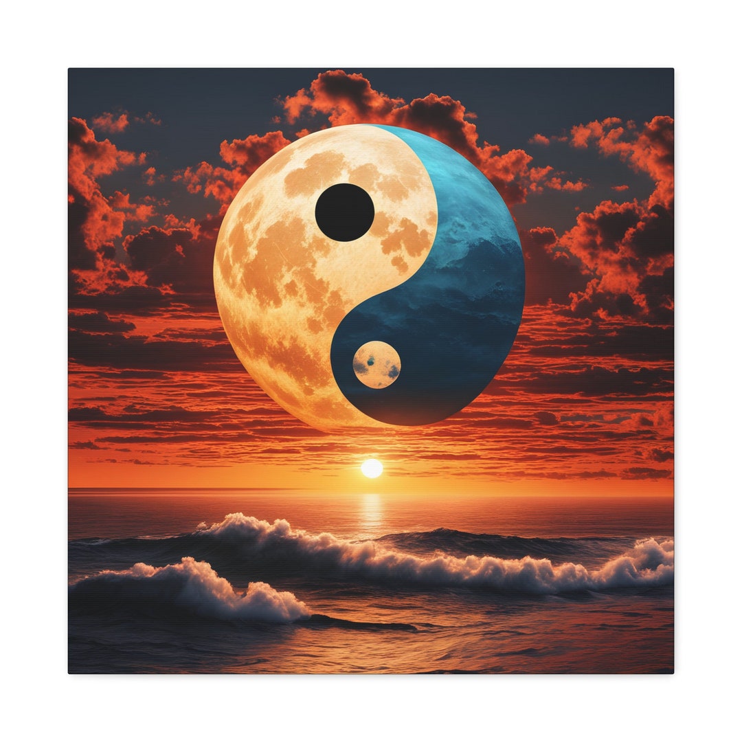 Yin Yang Sunset Print on Canvas, Custom Zen Wall Art, Home Living Room ...