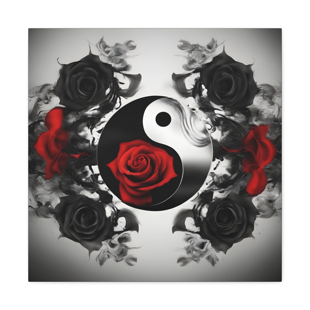 Rose Yin Yang Print on Canvas, Custom Wall Art, Home Living Room Décor ...