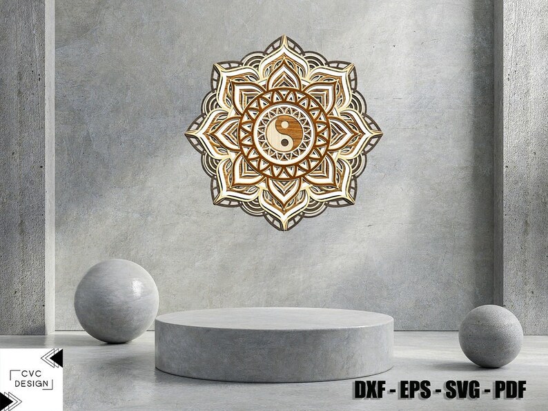 Layered 3D Mandala Cut File, 3D Puzzle Cut File, Yin Yang CNC Laser ...
