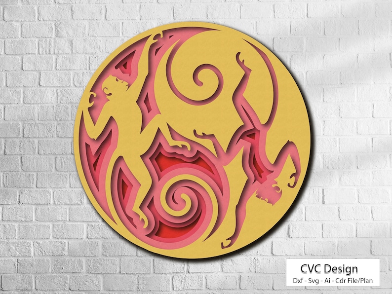 Monkey 3D Layer SVG/ Monkey 3D Mandala/ Monkey Paper Cut/ Plywood Cut ...