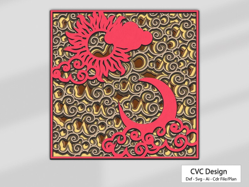 Sun and Moon Cricut SVG-CNC Laser Cut Multilayer 3D Mandala-instant ...