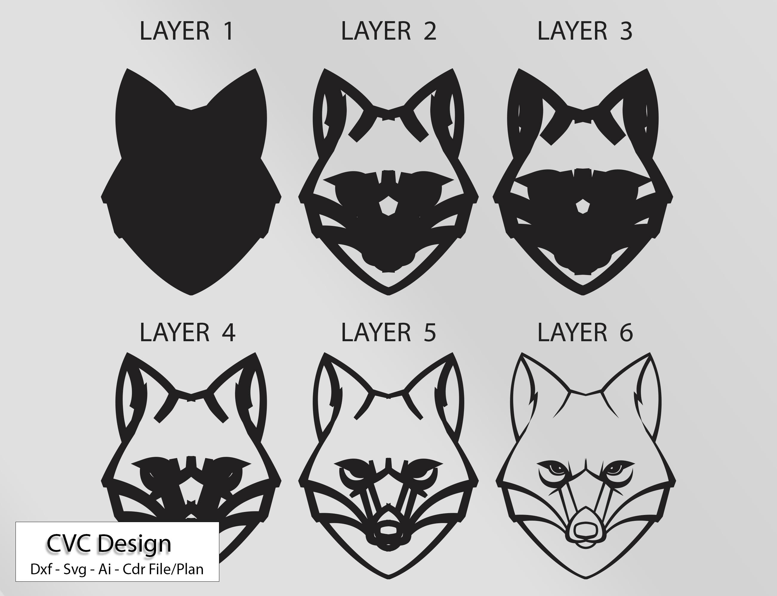 Wolf Multilayer SVG/ Wolf Cut File/ 3D Layer/ Plywood Cutting/ Paper ...