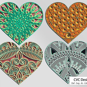 Heart Shape Multilayer Laser Cut File. DXF, SVG,AI Format. Multilayer ...